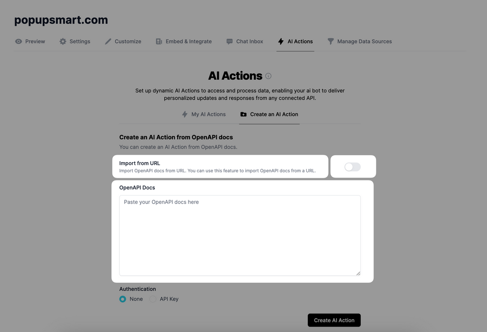 AI Actions with OpenAPI on LiveChatAI