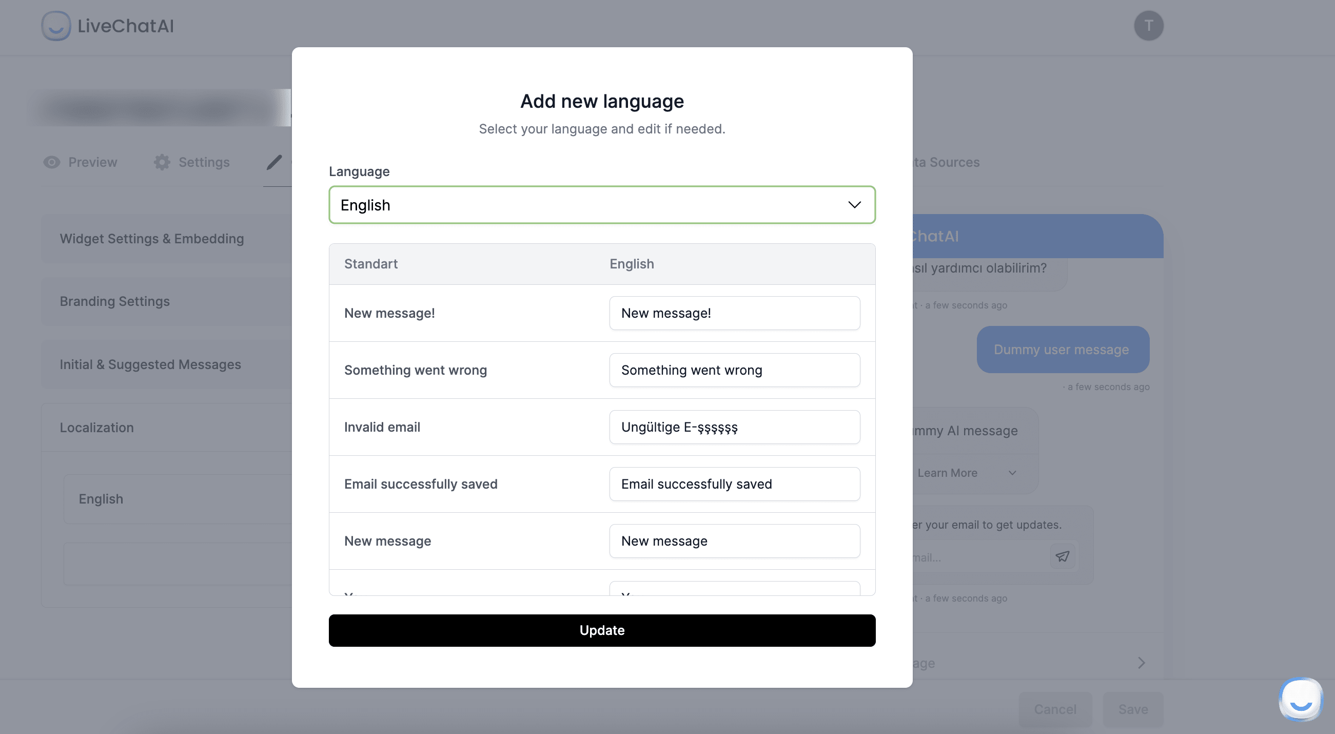 Localization & Multiple Language Feature of LiveChatAI