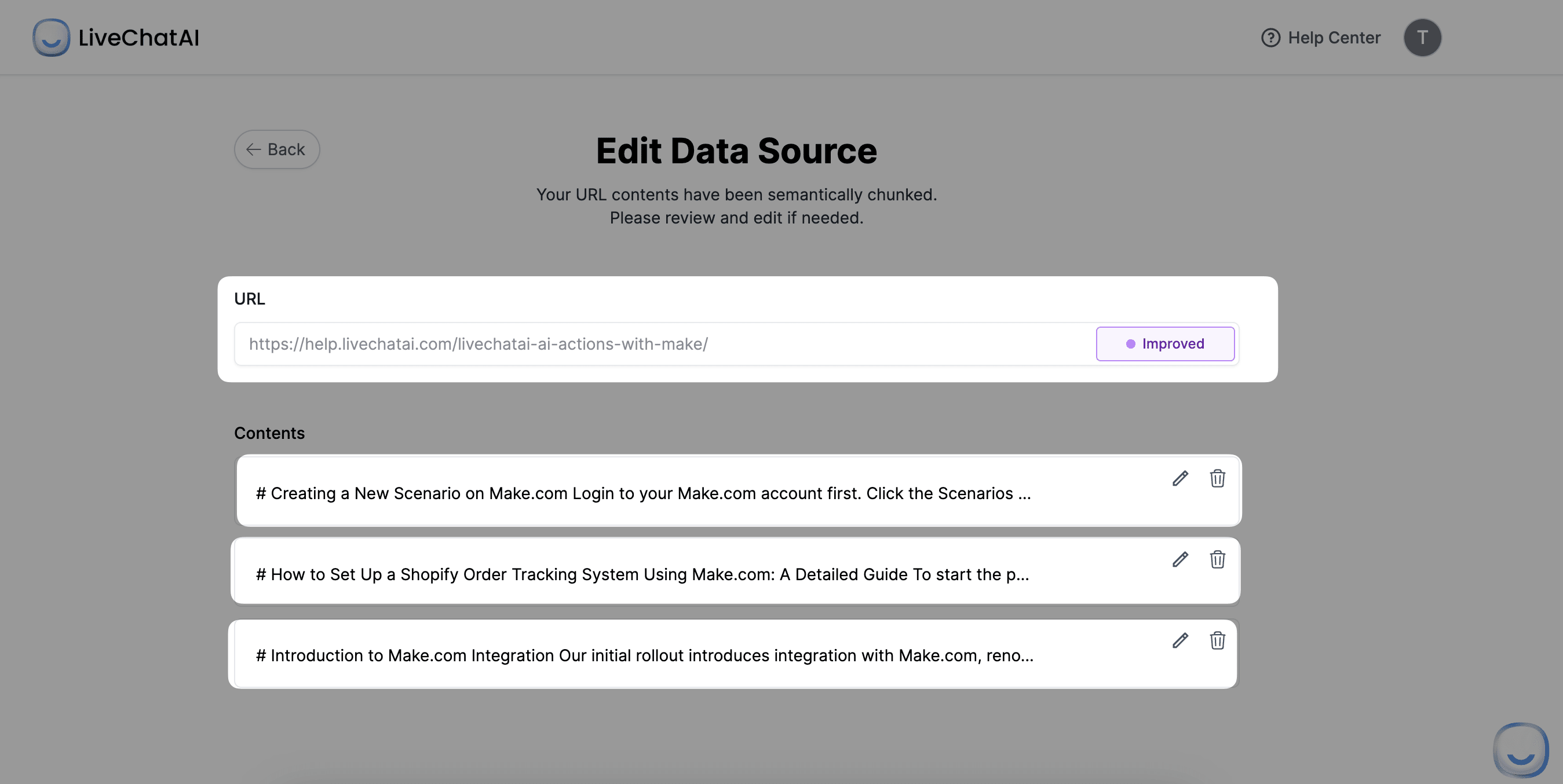 Adding Entire Website or Help Center Content on LiveChatAI