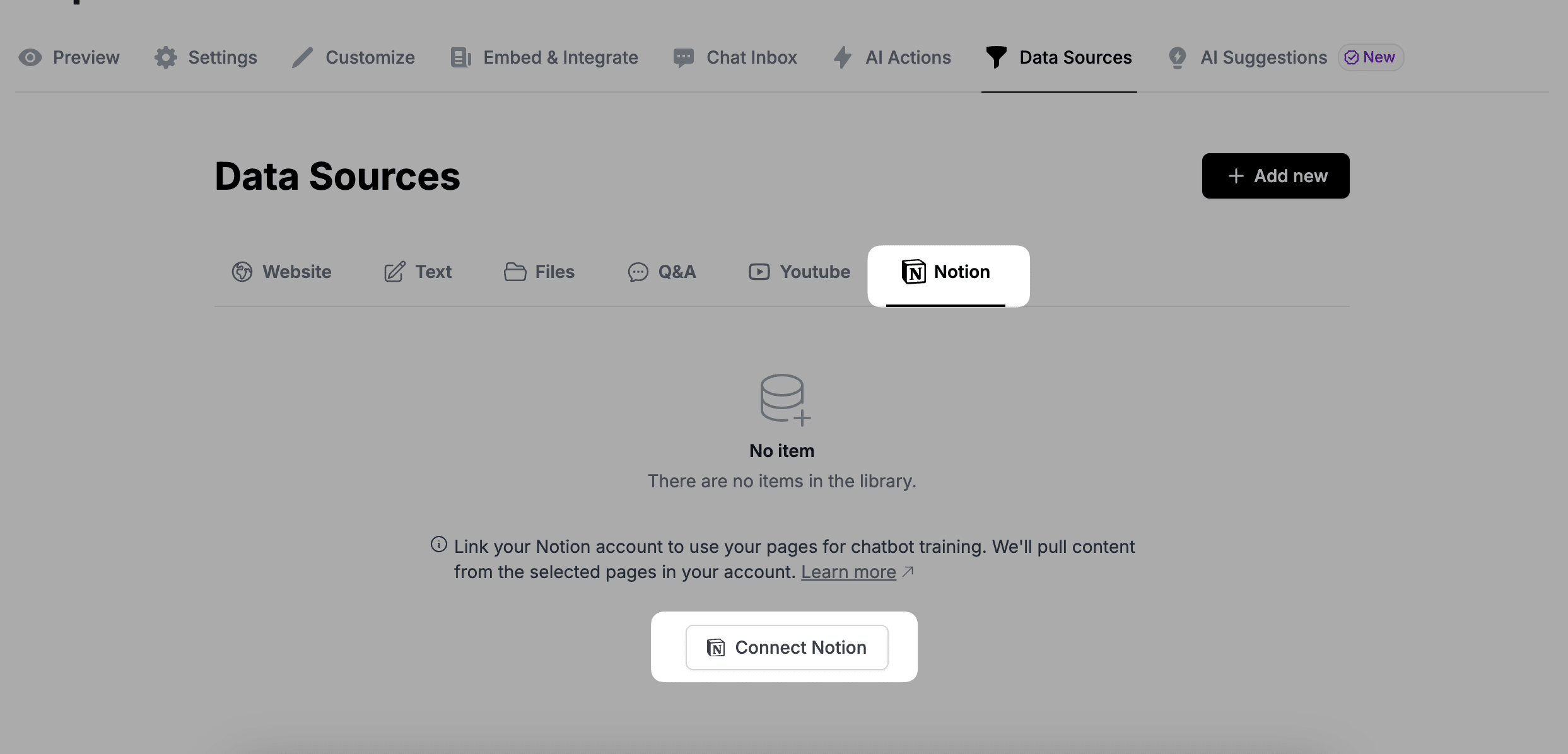 Adding Notion Pages as a Data Source