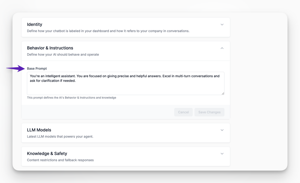 How to Arrange AI Base Prompt Settings on LiveChatAI?