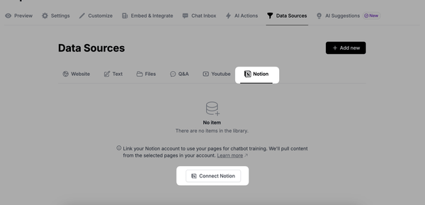Adding Notion Pages As A Data Source